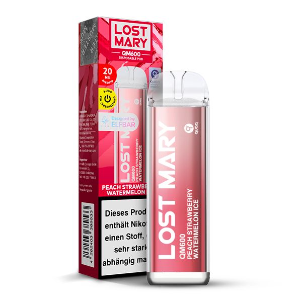 Elfbar Lost Mary QM600 - Peach Strawberry Watermelon 20 mg Einweg E ... Elfbar Lost Mary QM600 - Peach Strawberry Watermelon 20 mg Einweg E ...